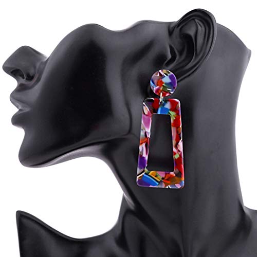 Acrylic Dangles Drop Earrings For Women And Girls Resin Lightweight Statement Stud Earrings(Multicolor)