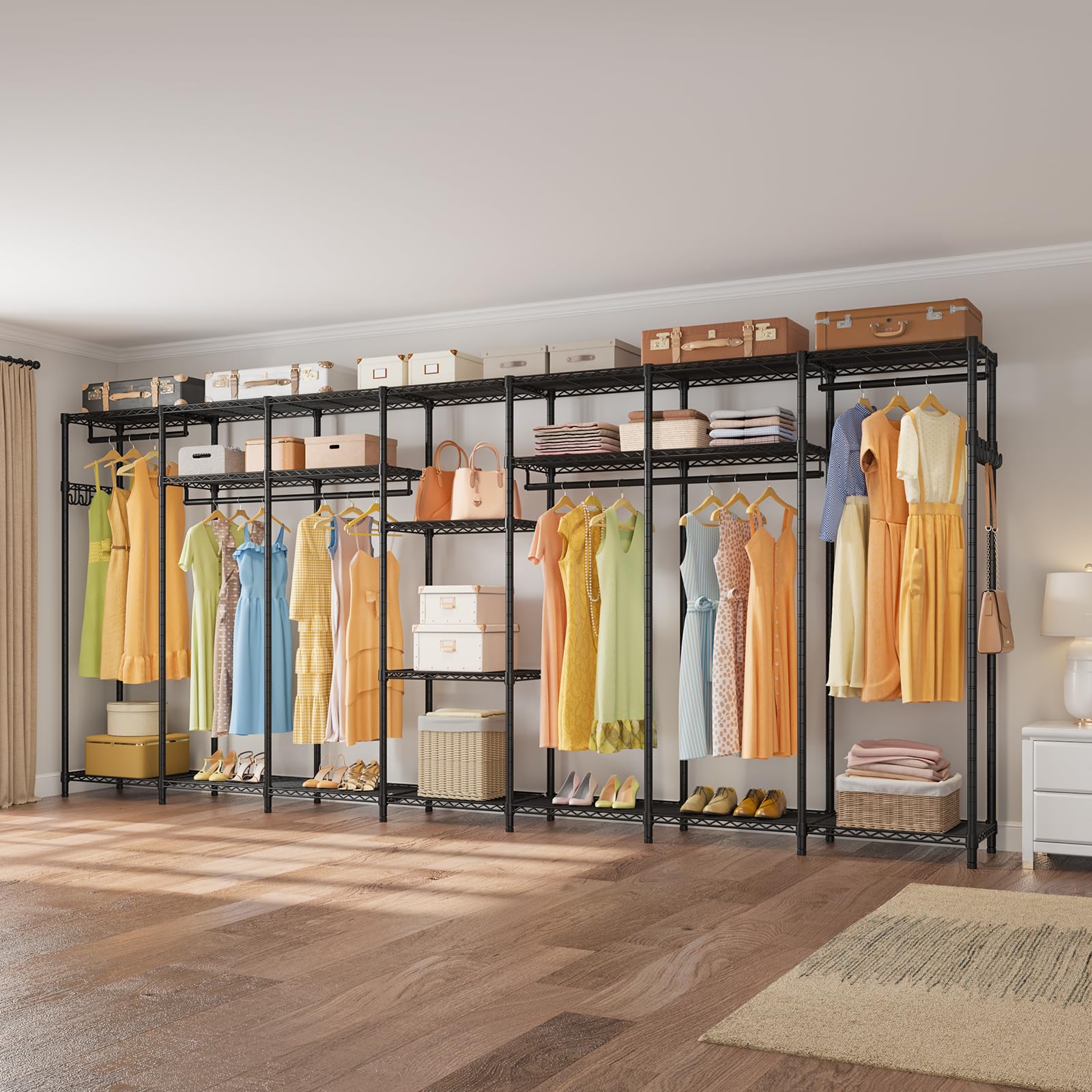 VIPEK Extra Large Garment Rack Heavy Duty Clothes Rack Freestanding Portable Closet Large Closet for Bedroom Storage Wardrobe Closet Organizer Wire Clothing Rack for Hanging Clothes Load 1740lbs