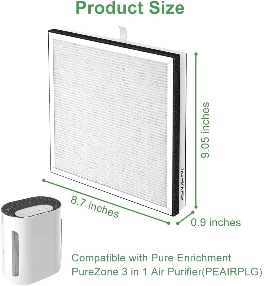 JASENG For Purezone Air Purifier Replacement Filter Compatible with Pure Enrichment PureZone 3-in-1 Air Purifier(PEAIRPLG) PEAIRFIL, 3-in-1 H13 True HEPA Filter