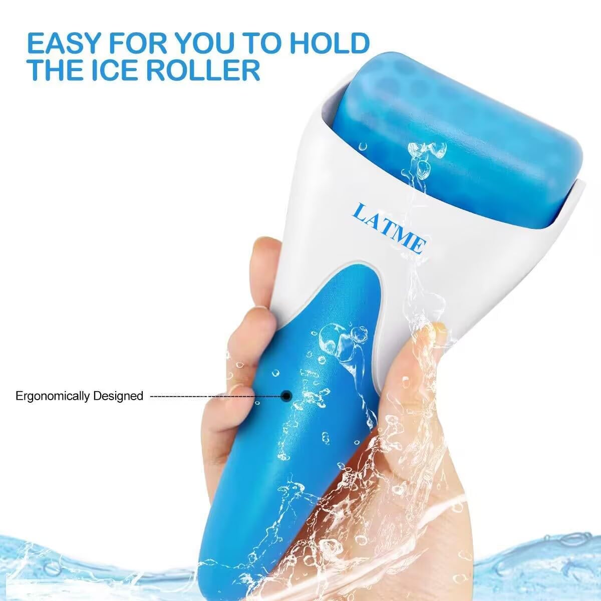 LATME Ice Roller for Face Eyes,Womens Gifts,Face Massager Roller Puffiness Migraine Pain Relief and Minor Injury (Blue)