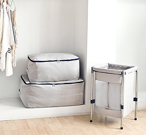 Large Canvas Soft Bedding, Garment Storage Organizer Bag for Wardrobe, Beige