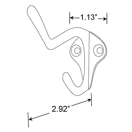 Prime-Line MP10865-1HD Coat and Hat Hook, Dual Prong, Zinc Diecast, Satin Nickel Plated, Heavy Duty (Single Pack)