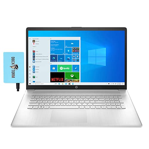 HP 17z-cp000 Home & Business Laptop (AMD Ryzen 5 5500U 6-Core, 16GB RAM, 128GB PCIe SSD + 1TB HDD, AMD Radeon, 17.3" Touch HD+ (1600x900), WiFi, Bluetooth, Webcam, Win 11 Home) with Hub