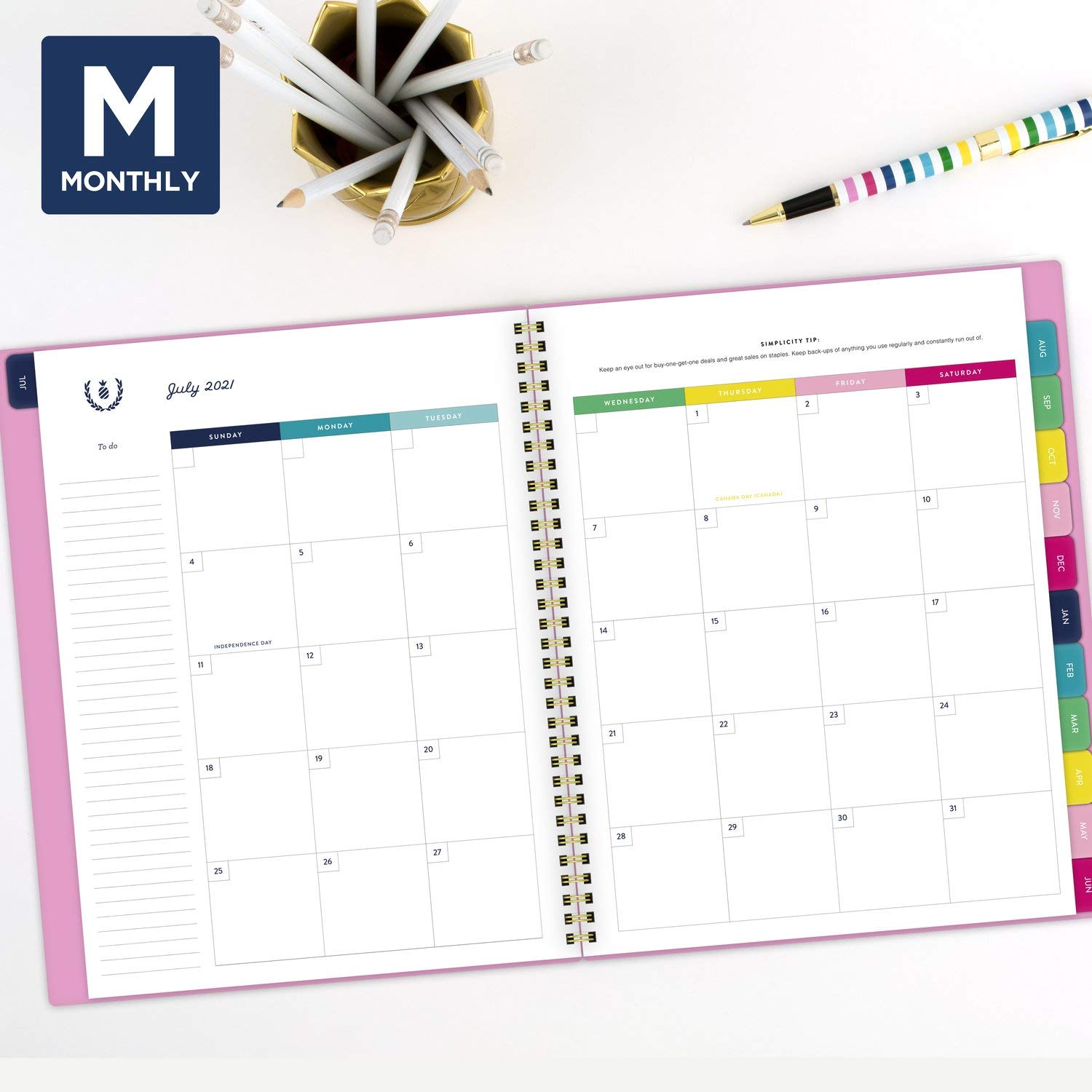 Academic Planner 2021-2022, Simplified by Emily Ley for AT-A-GLANCE Weekly & Monthly Planner, 8-1/2" x 11", Large, for School, Teacher, Student, Pink (EL65-905A)