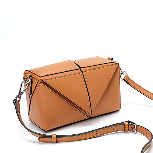 EvaLuLu Small Crossbody Bag for Women Leather Bucket Shoulder Bag Changeable Shape Purse (Small, Brown)