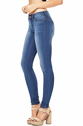 Celebrity Pink Women's Juniors Mid Waist Stretchy Denim Jegging Skinnys (Medium Denim, 7)