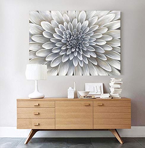 Yihui Arts White Flower Wall Painting Hand Painted Floral Pictures Artwork For Living Room Decoration