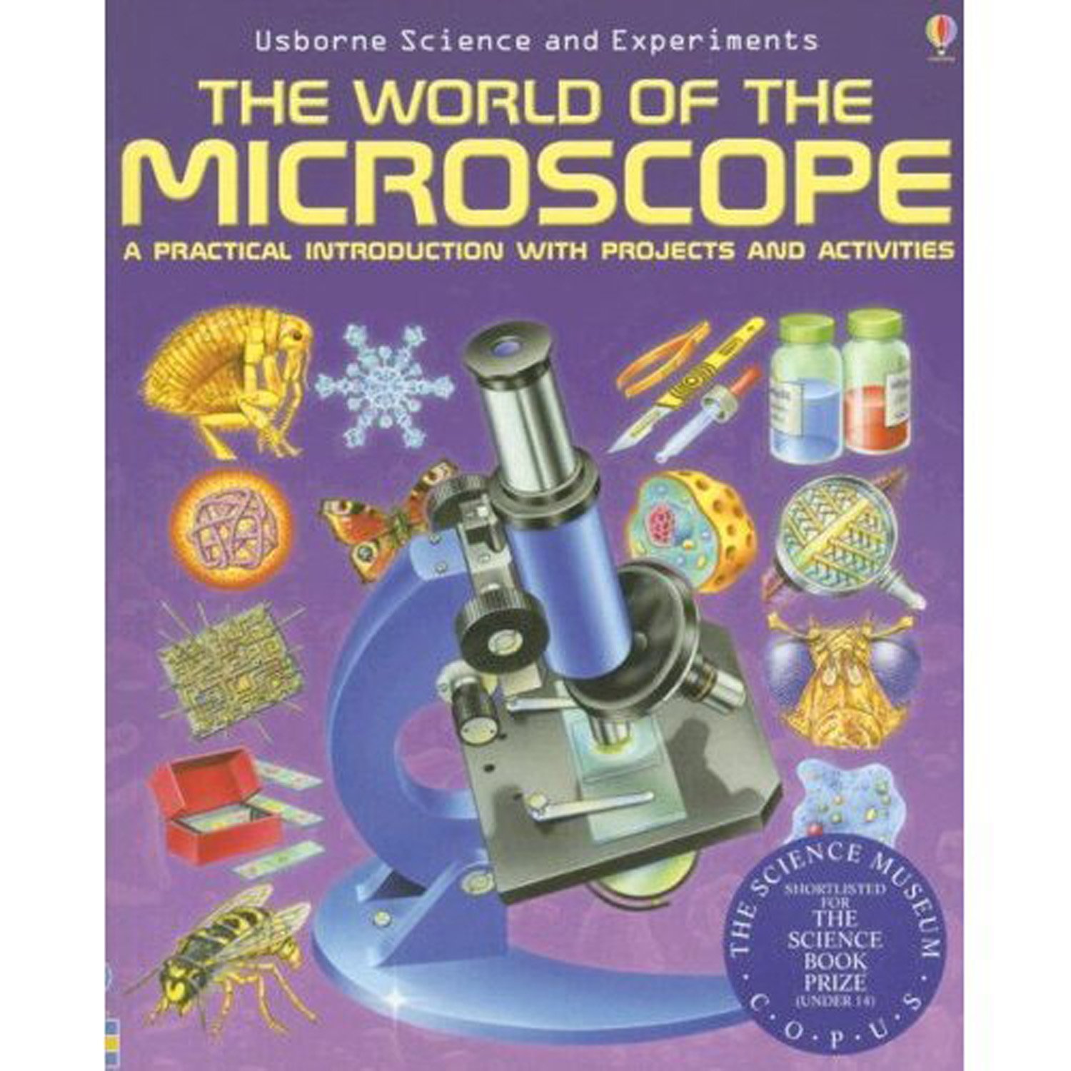 AmScope Kids Microscope STEM Kit (120X-1200X) + The World of The Microscope Book