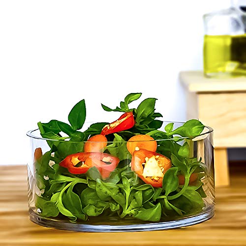 Large Glass Salad Bowl - Microwave & Dishwasher Safe - Centerpiece Serving Bowl - Mixing and Serving Dish - Clear Borosilicate Glass Fruit Bowl and Trifle Bowl, 100oz.