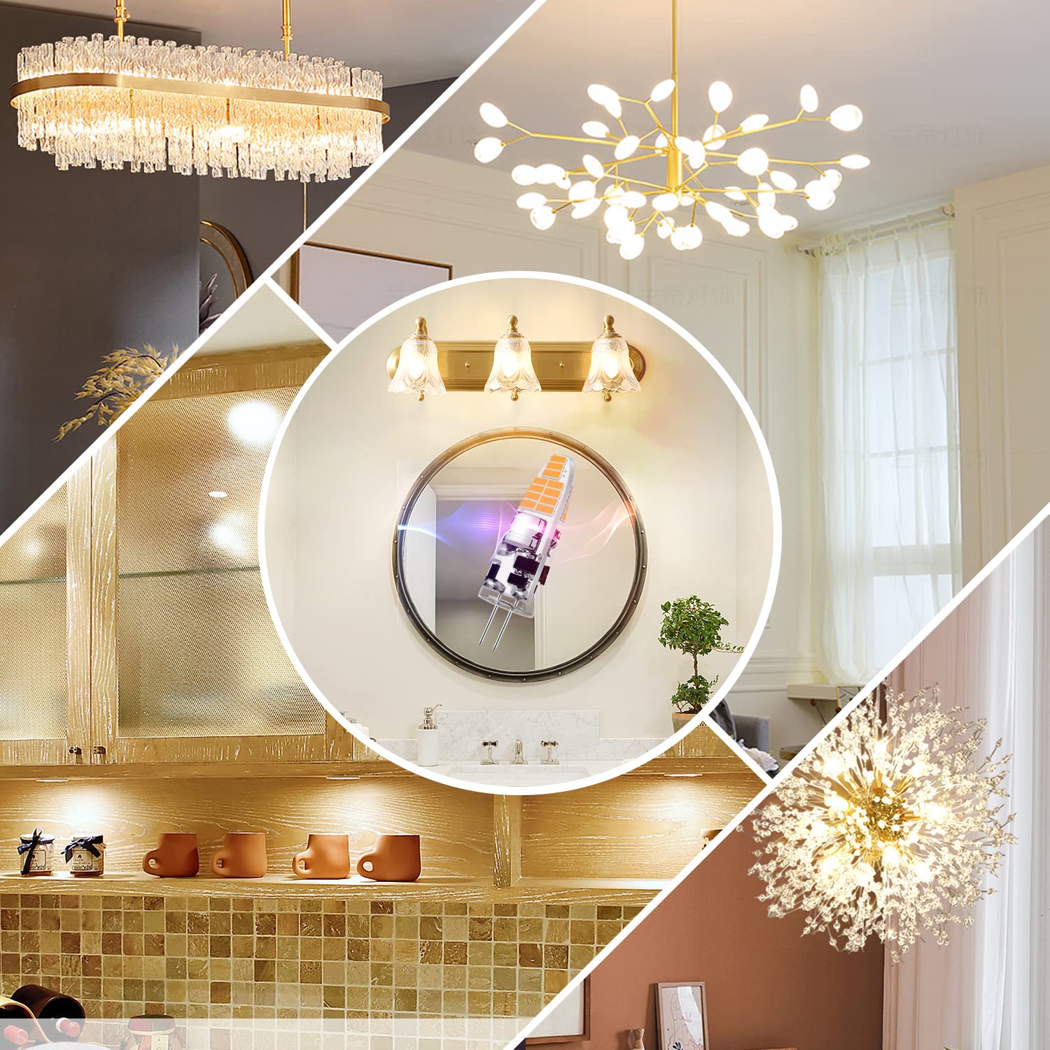 AGOTD G4 LED Bulb, 2W 12V G4 Bi Pin Bulb, G4 20W Halogen Bulb Replacement, Warm White 3000K,No-Flicker, Chandelier Lighting/Landscape Lighting/Microwave Lighting(6 Pack)