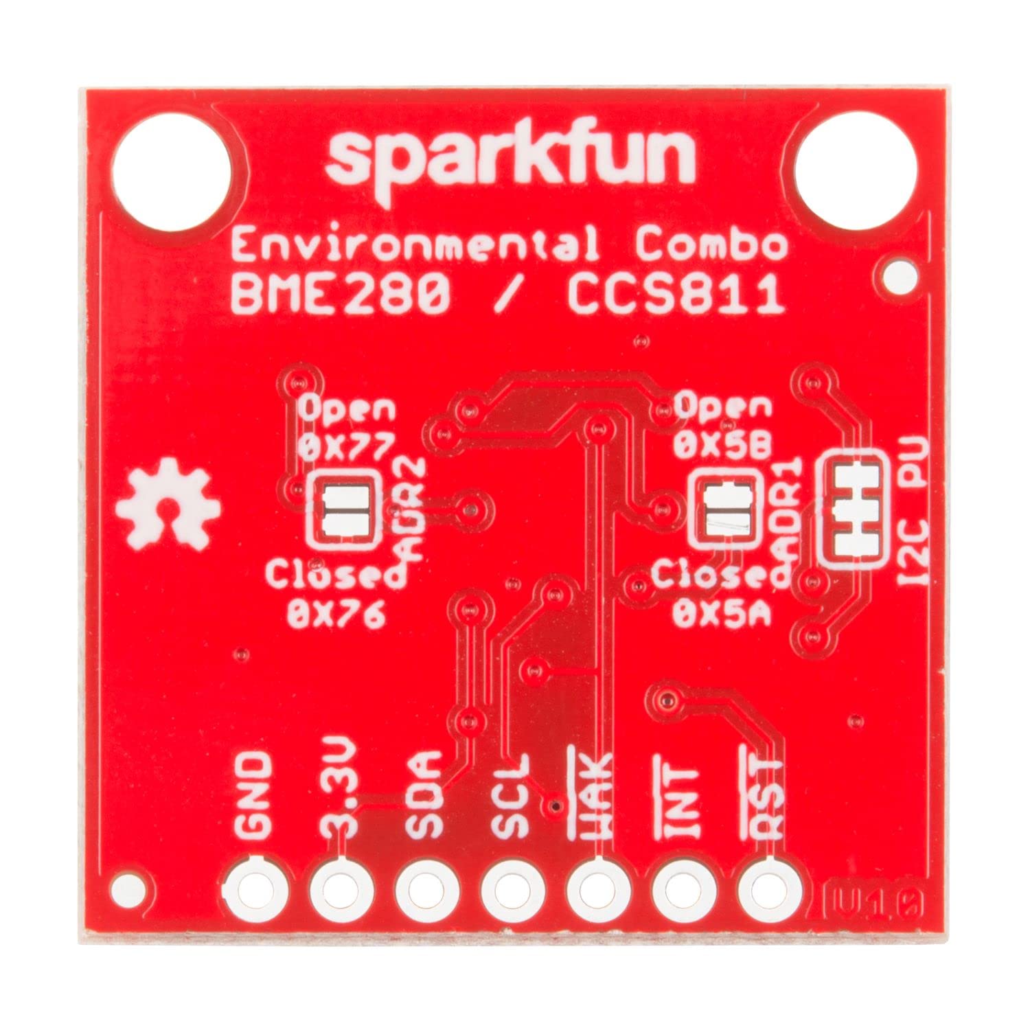 SparkFun Environmental Combo Breakout -CCS811/BME280 (Qwiic) -Provides Barometric Pressure Humidity Temperature TVOCs Equivalent CO2 (eCO2) Levels via I2C Operates 3.3V No Solder Polarized Connectors