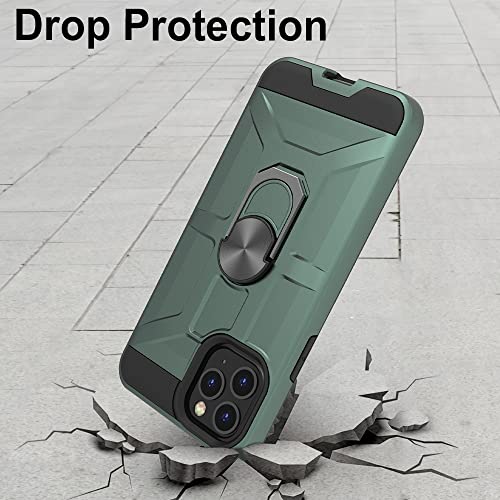 Compatible with iPhone X/XS Case with Ring Stand Tough Rugged Lightweight Slim Shockproof Anti-Fall TPU + PC Protective Phone Cover for iPhone X/XS Protective Case Support Magnetic Car Mount(Green)