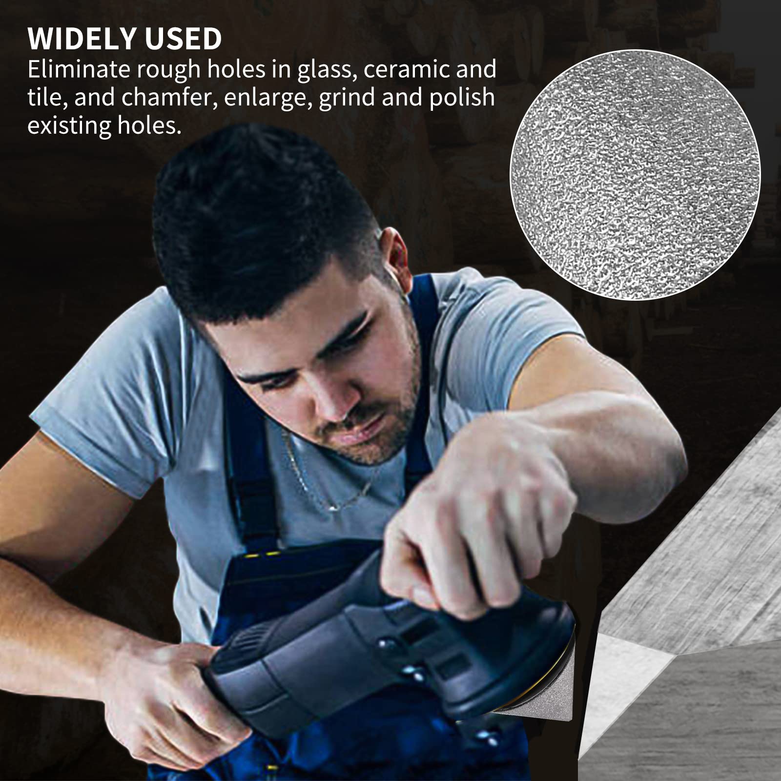 BAYTORY Diamond Beveling Chamfer Bit 1-7/8" (48mm) Dia x 5/8" -11 Threads for Granite Marble Tiles, Existing Holes Enlarging Polishing Shaping