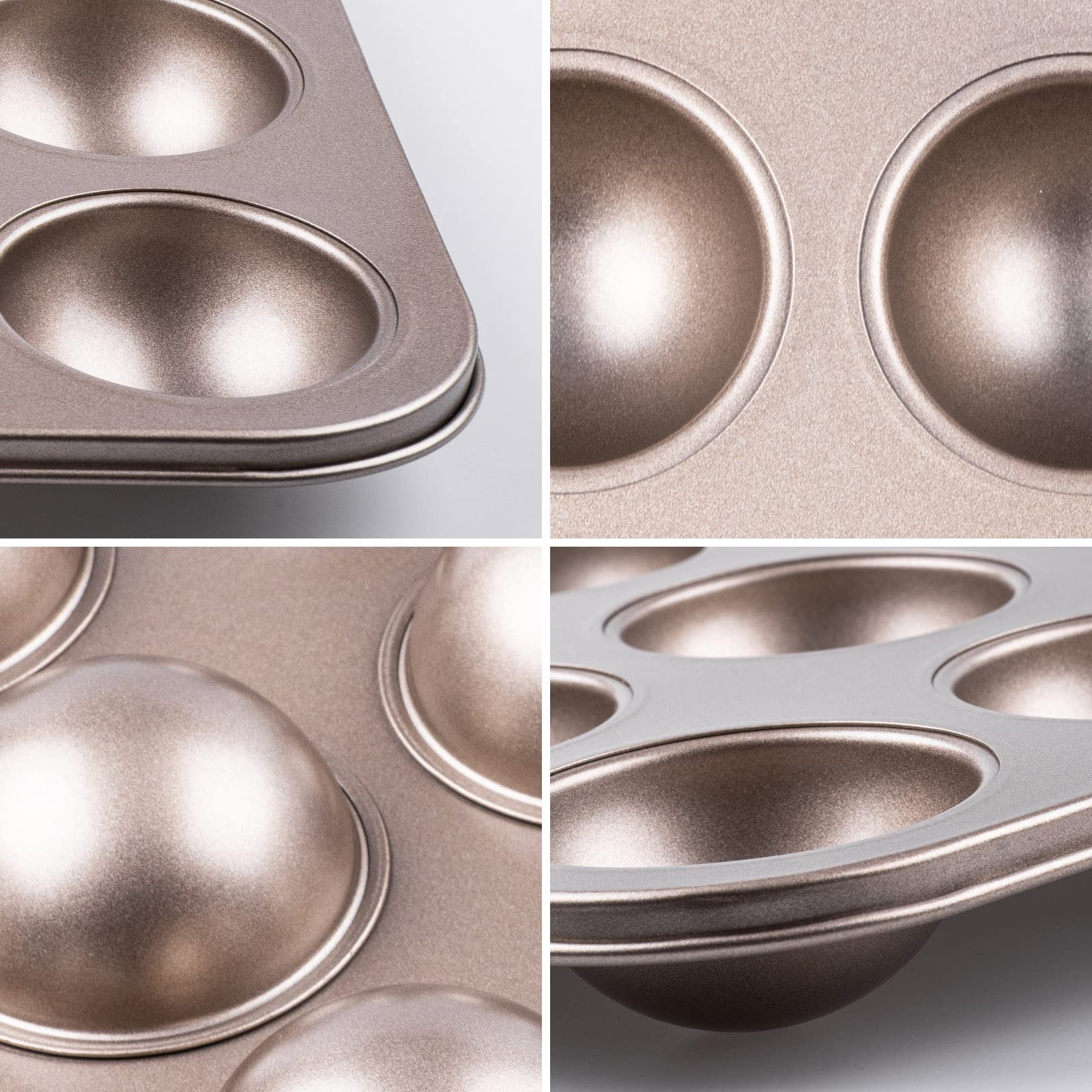 Yomvzake Donut Hole Baking Pan Set of 2, Mini Cake Pop Round Sphere Baking Mold Semi Sphere Tray Non-stick 1-3/4" Bite Size Half Ball Eyeball Cakes For Halloween Christmas Baking