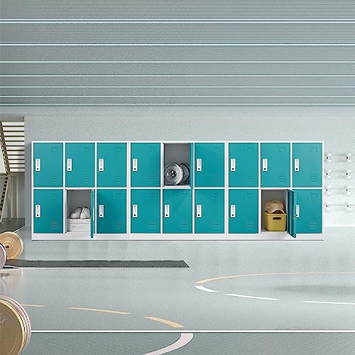 WTRAVEL Locker Steel Storage Cabinet, 2 Tiers 6 Doors Storage Locker for Gym School Office Metal Lockers for Employees with Keys (2 Tiers / 6 Doors Sky-Blue)