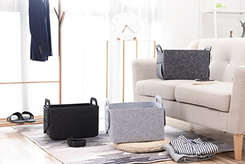 Storage Basket Felt Storage Bin Collapsible & Convenient Box Organizer with Carry Handles for Office Bedroom Closet Babies Nursery Toys DVD Laundry Organizing