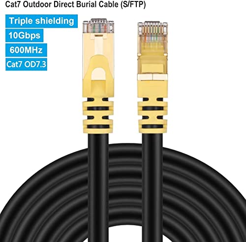 LDKCOK Cat 7 Internet Cable 150ft, Cat7 Outdoor Ethernet Cable 150 ft, 26AWG Heavy-Duty Cat7 Networking Cord Patch Cable RJ45 Transmission Speed 10Gbps,Transmission Bandwidth 600Mhz LAN Wire