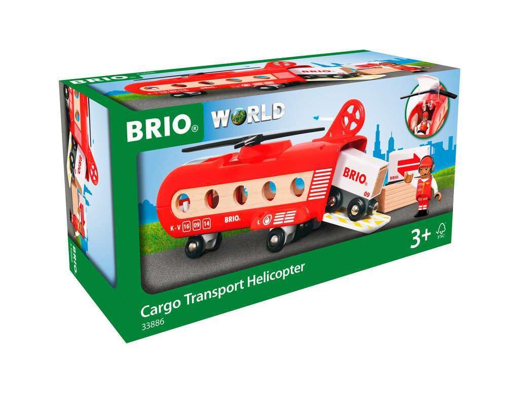 BRIO World 33886 - Cargo Helicopter - Premium Wooden Train Toy | Safe and Durable | Compatible with All Sets | Fun for Toddlers and Kids | Includes Figure and Accessories