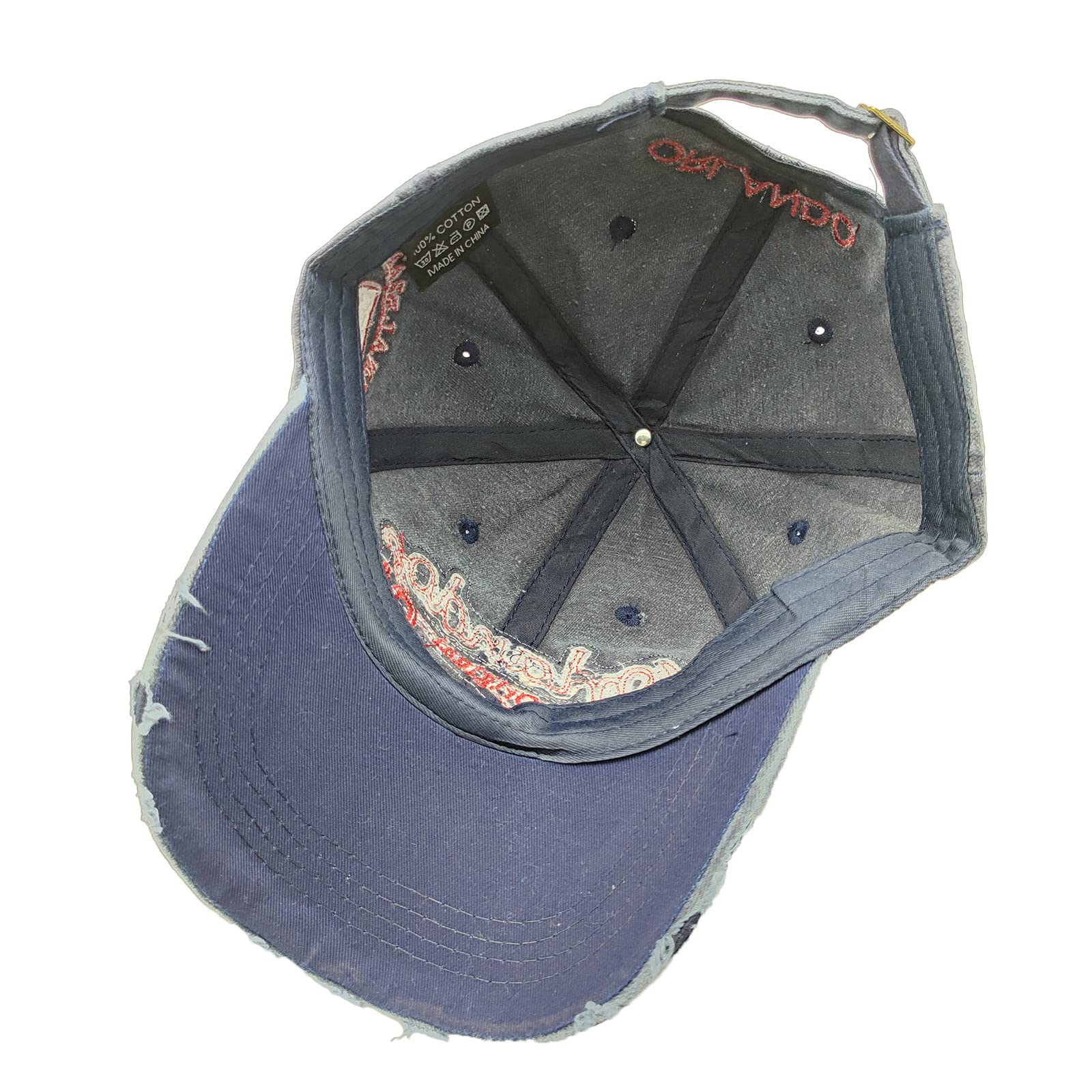 AHOYUSO Orlando Embroidered Baseball Caps for Men Women Cotton Washed Adjustable Dad Hat Distressed Retro Truck Caps Navy Blue
