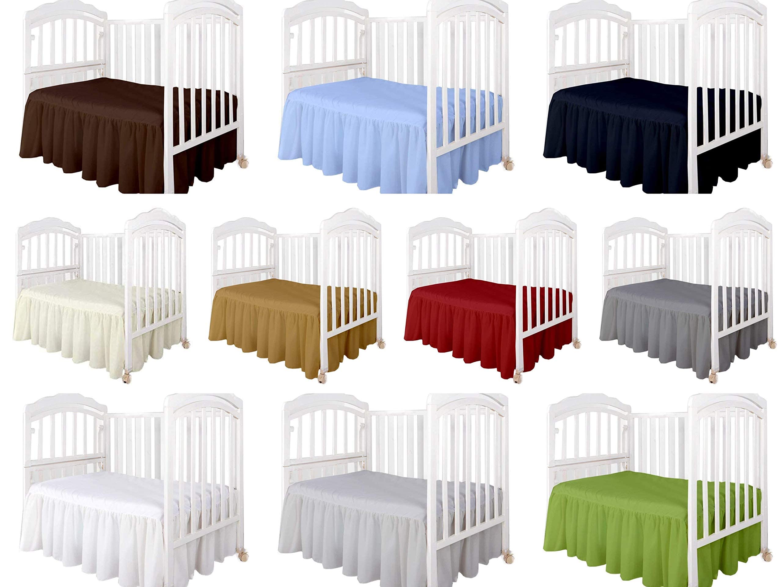 Crib Bed Skirt Dust Ruffle - Crib Dust Ruffle with Split Corners - Baby Crib Bedskirts 600TC 100% Cotton - Nursery Crib BeddLing Infants Toddler Bedskirt - 14" Drop (28"x52" - Standard, White)