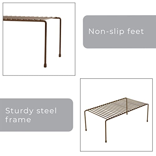Smart Design Classic Storage Shelf – Large (8.5 x 16 in.), Bronze – Sturdy Steel Pantry Organizer with Rust-Resistant Finish and Non-Slip Feet for Easy Home Organization and Storage