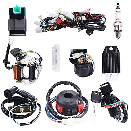 Complete Electrics Wiring Harness Stator Coil CDI Solenoid Relay Spark Plug for 4 Wheelers Stroke ATV ļ¼50cc 70cc 110cc 125ccļ¼ Pit Quad Dirt Bike taotao Go Kart by OTOHANS AUTOMOTIVE