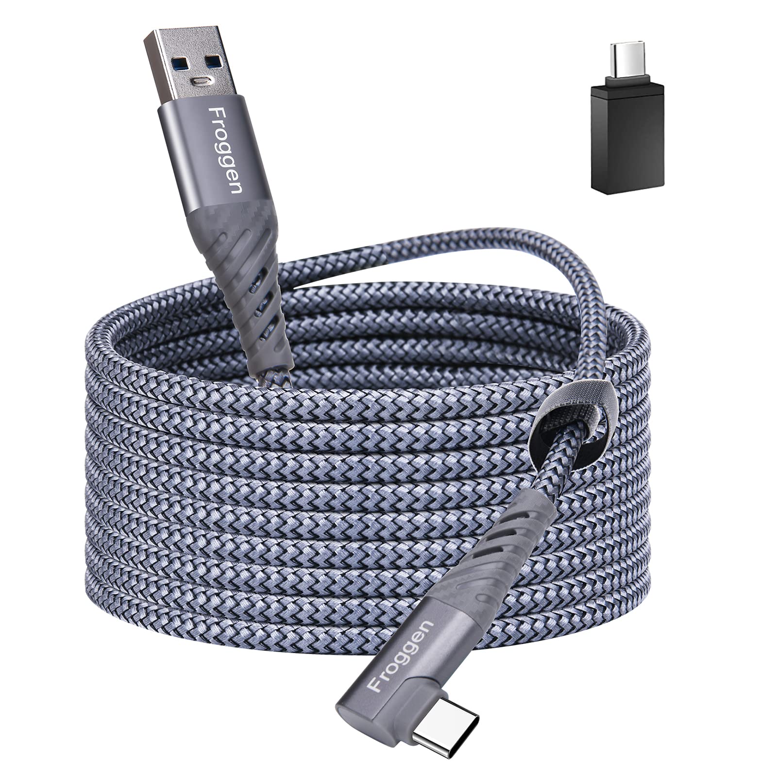 Froggen Link Cable Quest 2 Quest 1 [USB3.2/ 5Gbps] Nylon Braided Quest 2 Link Cable, High Speed Transfer & Fast Charge USB C Cable Compatible for VR Quest Headset and Gaming PC (10FT/3M)