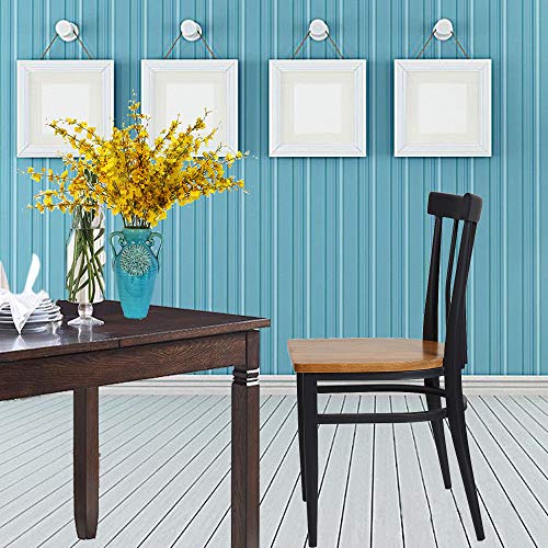 Livebest 2 Packs Slat Back Dining Chairs Metal Leg Side Chairs with Wood Seat,Stackable Fully Assembled Modern Furniture for Retro Bistro Kitchen Cafe,Black