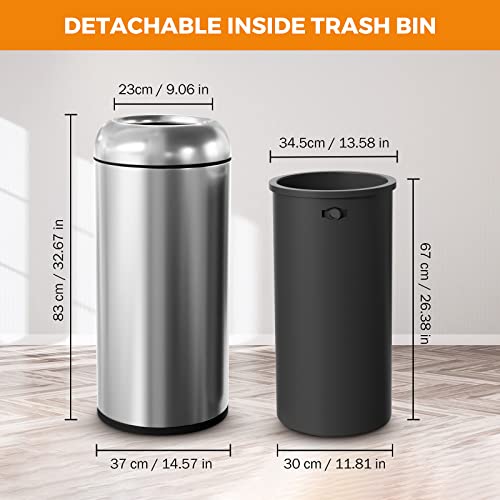 BEAMNOVA Bundle Metallic 15 x 31.5 in + Black 12 * 28 in Commercial Stainless Steel Trash Can Outdoor Indoor Garbage Enclosure with Lid Inside Barrel Heavy Duty Industrial Waste Container
