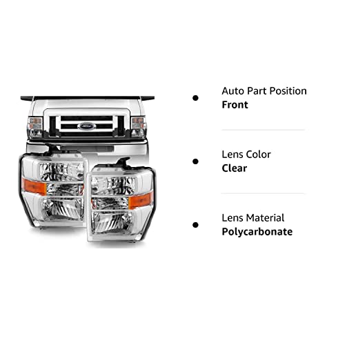 ACANII - For 2008-2014 Ford E150 E250 Van 08-21 E350 E450 Super Duty Aero Style Headlights Headlamps Pair Set Left+Right