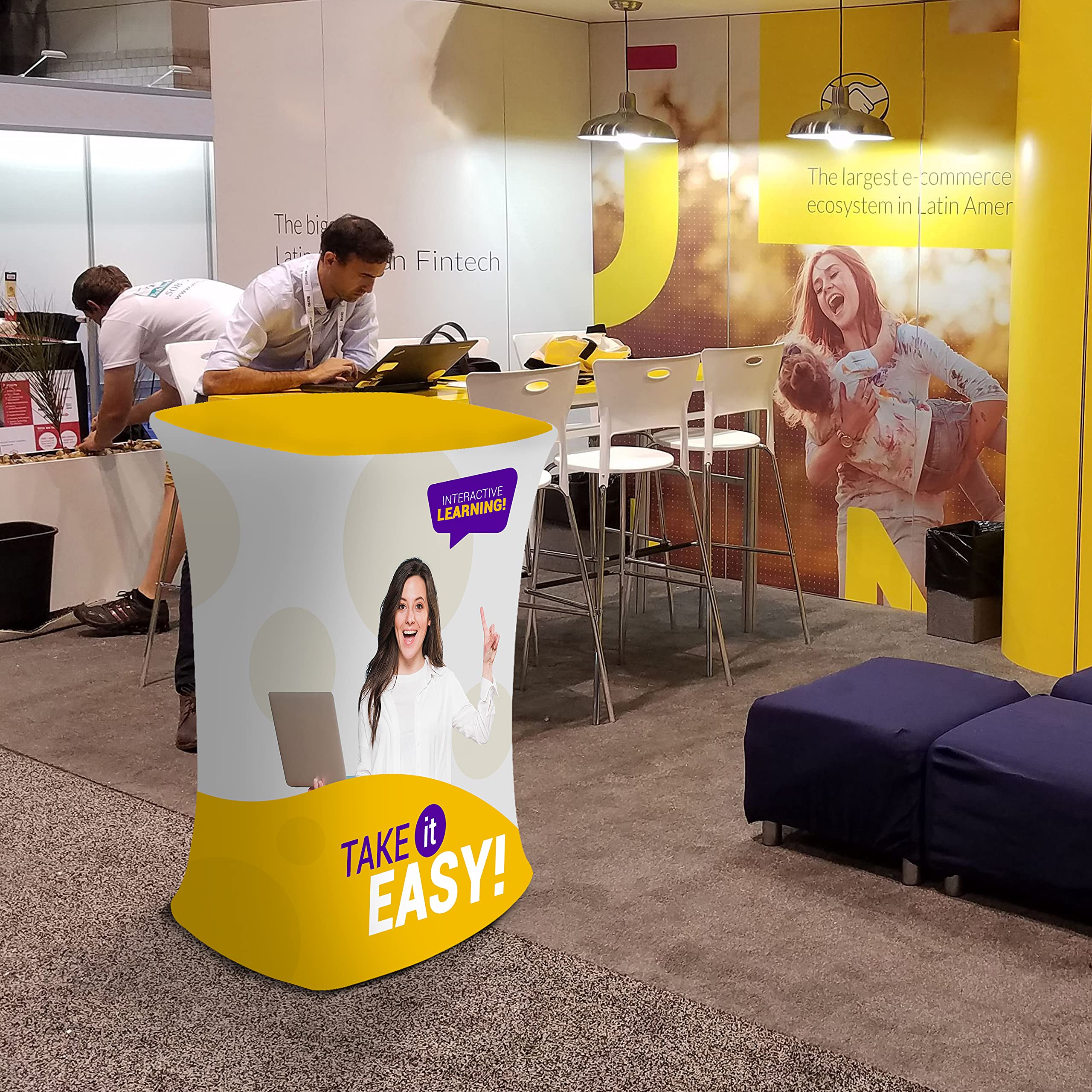 BannerBuzz, Fabric Pop Up Square Booth, Graphic with Hardware, 240 GSM, Tension Fabric, 32 mm Tube Diameter, 1440 DPI Dye-Sublimation Printing, Ideal for Trade Show, Exhibition (82.7” W X 39” H)