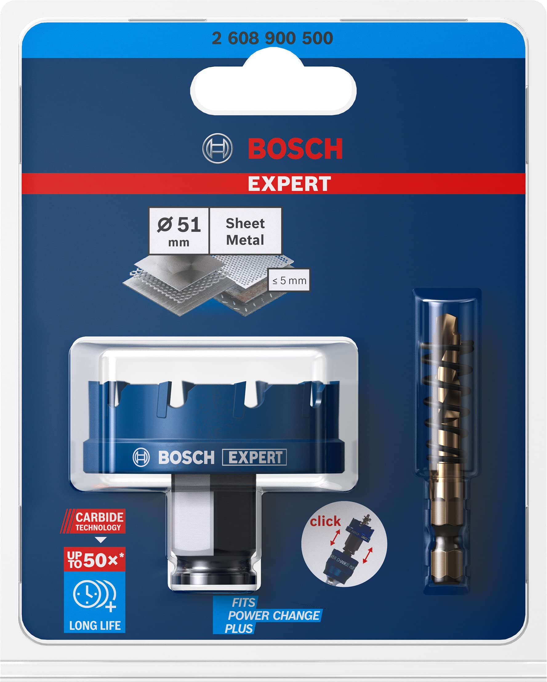 Bosch Professional 1x Expert Sheet Metal Hole Saw (Ø 51 mm, Accessories Rotary Impact Drill)