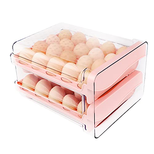 BBG Airtight Food Storage Container with Easy Lock Lids, Pink Plastic Egg Holder, Egg Storage Container for Refrigerator