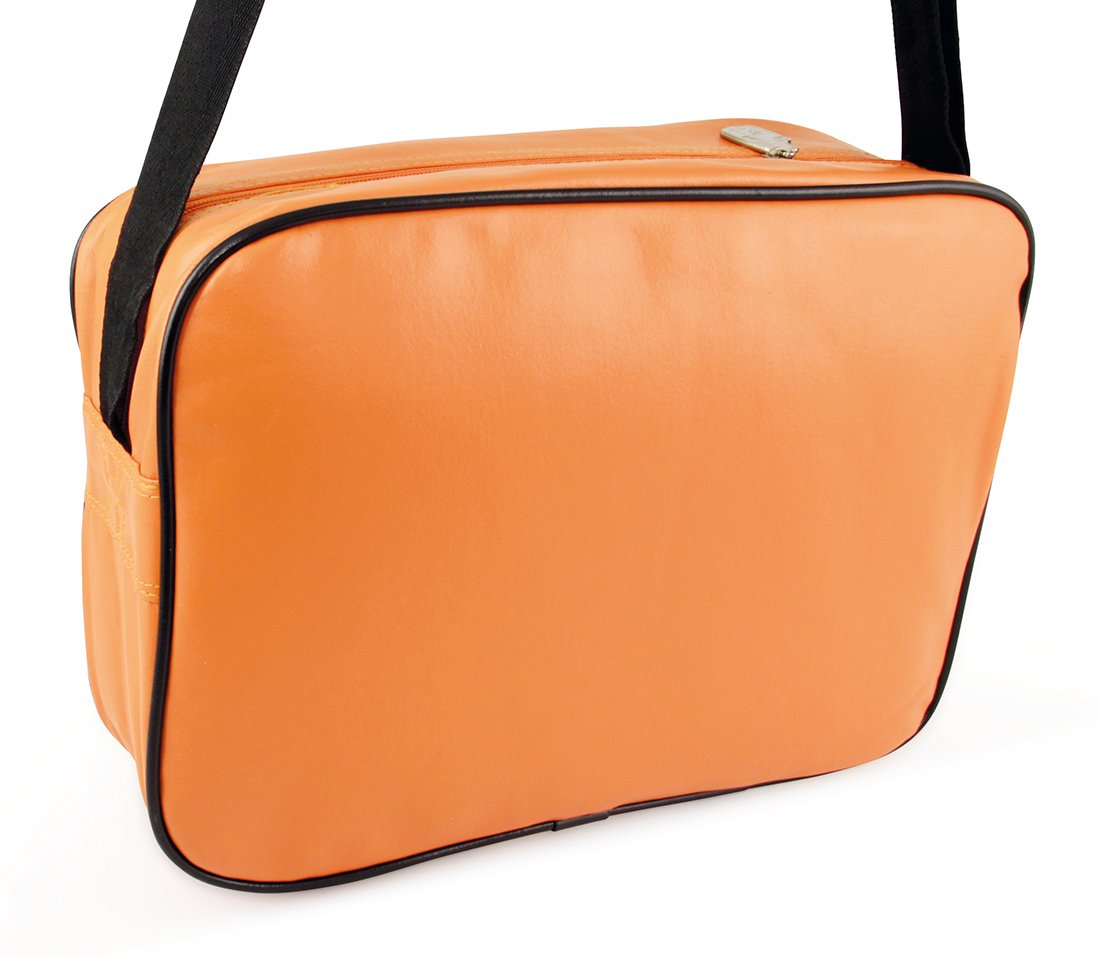 BRISA VW Collection - Volkswagen Shoulder Travel Messenger Bag with VW T1 Bus Campervan Motif (Circles/Orange)