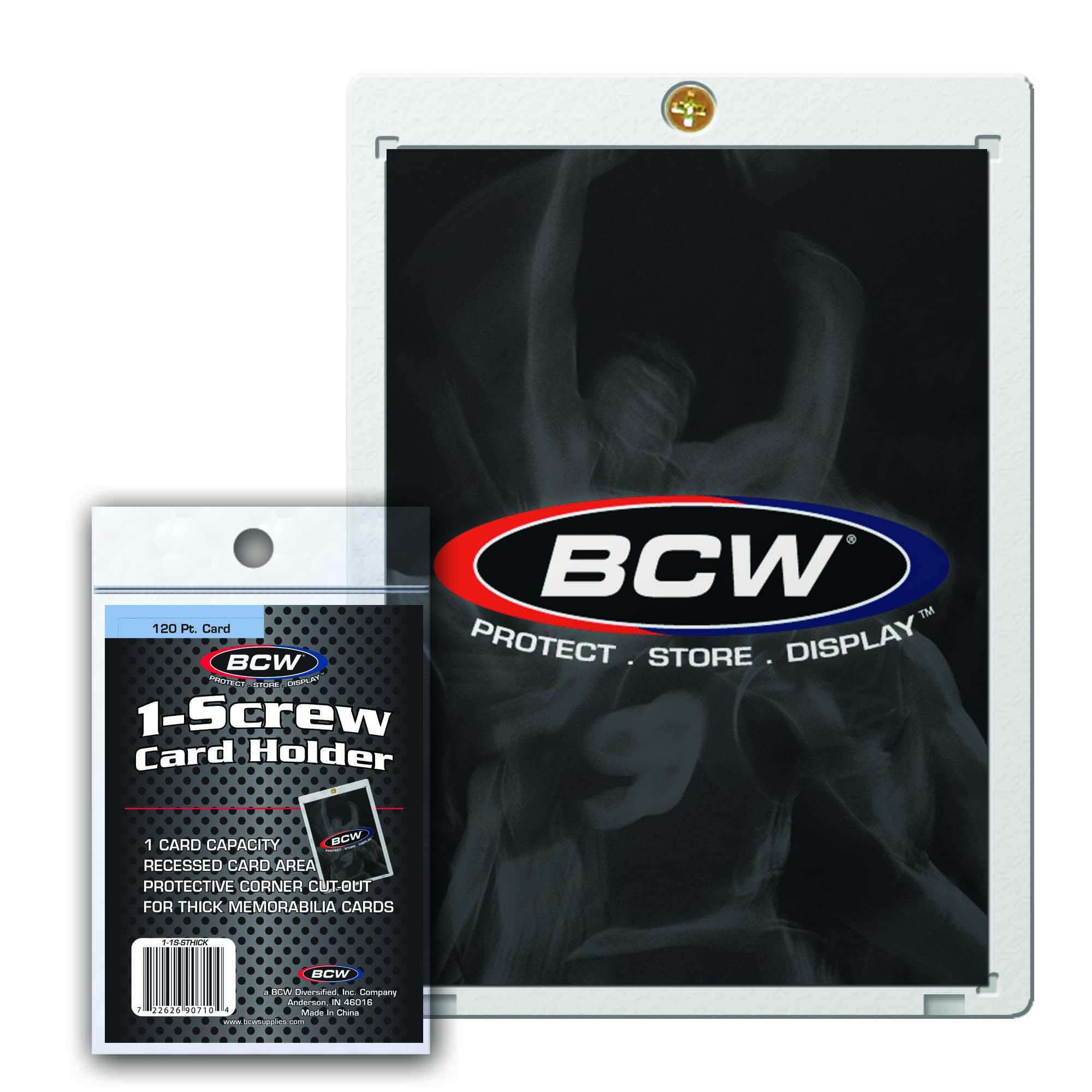 BCW 1 Screw Card Holder - 120 PT. - 5ct | Crystal Clear Polystyrene | Secure Screwdown Design | Ideal for Collectible Card Storage and Display