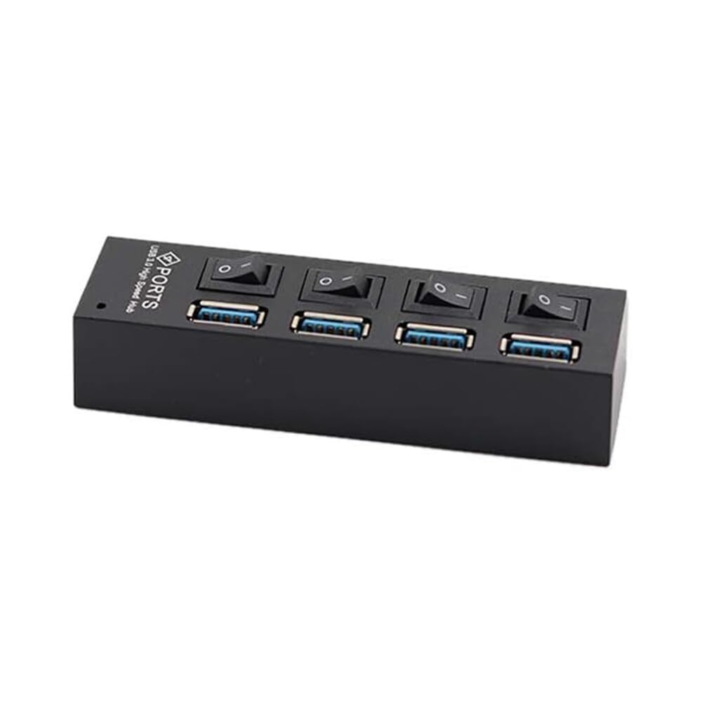 JINHEZO 4-Port USB 3.0 Hub, Data USB Hub, 22 inch Extended Cable for MacBook, Mac Pro, Mac Mini, iMac, Surface Pro, XPS, PC, Flash Drive, Mobile HDD with Individual LED Power Switches Black