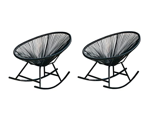 XBrand Hammock Weave Rocking Patio Chair, Black