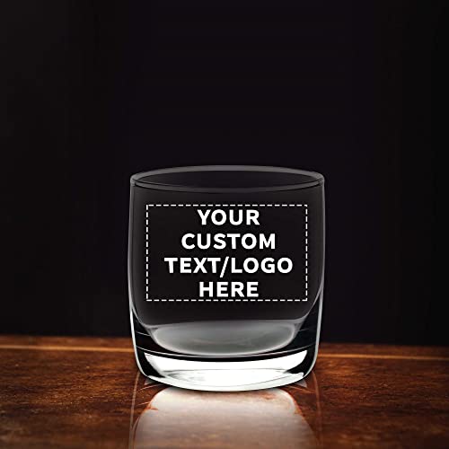 Custom Whiskey Glasses 10 oz Set of 10, Personalized Bulk Pack - Heavy Base Old Fashioned Glass, Perfect for Scotch, Bourbon, Whiskey, Cocktail - Clear