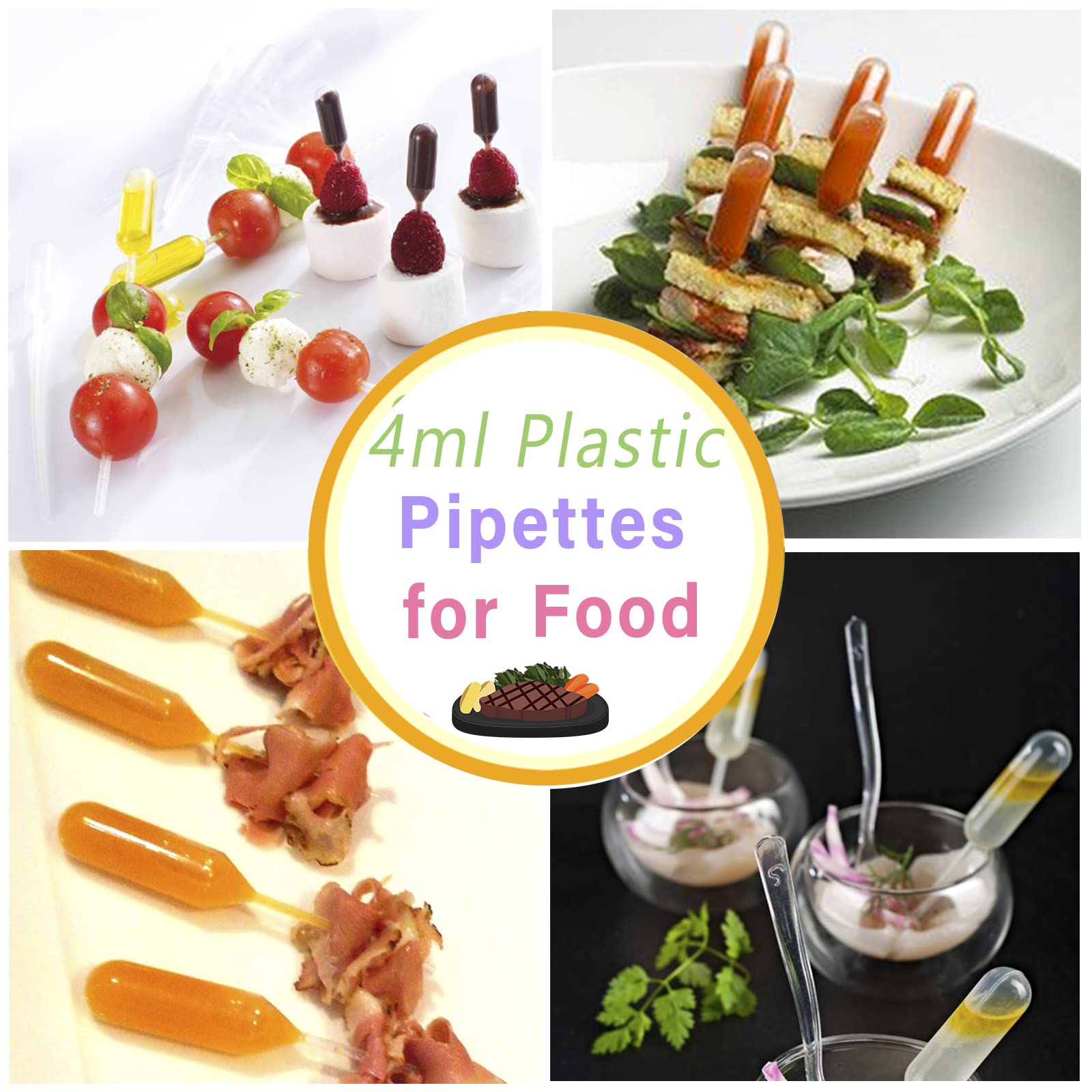 Cupcakes Pipettes 100pcs 4ml Disposable Squeeze Transfer Pipettes Dropper Liquor Injectors for Strawberrys,Cupcakes,Dessert