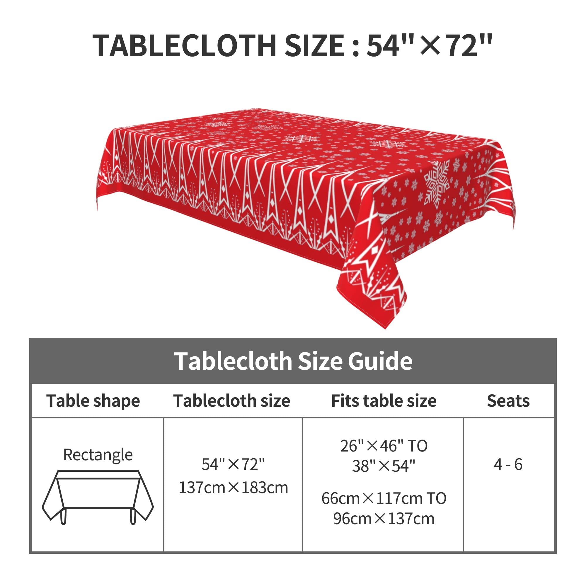 Abaysto Rectangle Christmas Tablecloth Xmas Themed Snowflake Tabletop Cover Kitchen Dining Tablecloth Farmhouse Rustic Party Outdoor Decor for Christmas, Winter, and Holiday