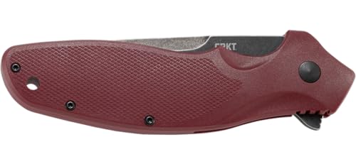 CRKT Shenanigan Maroon Everyday Carry, Plain Edge Blade, Liner Lock, Glass Reinforced Nylon Handle, Pocket Clip K800RKP