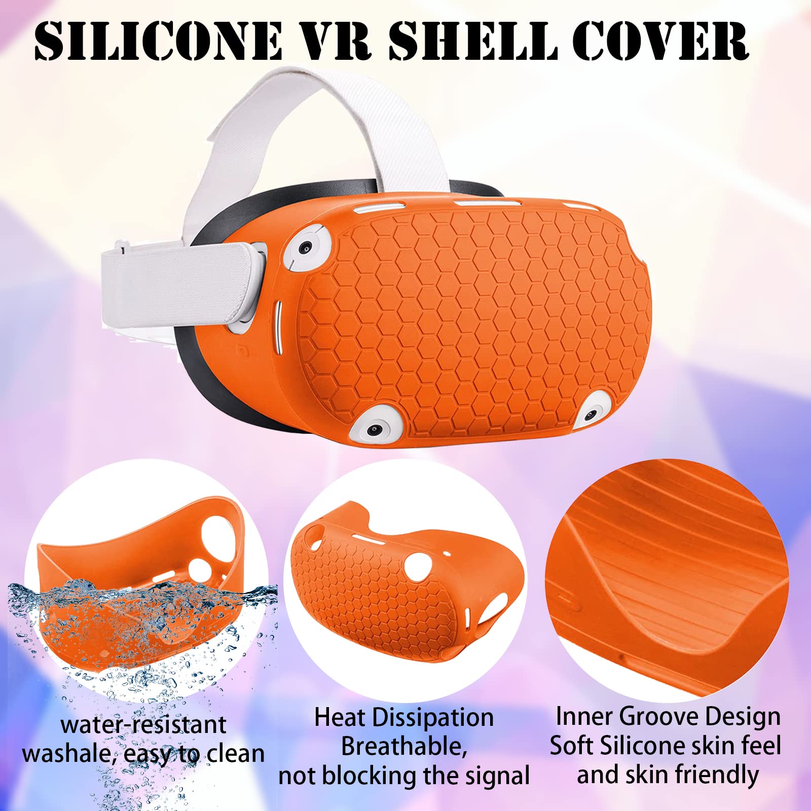 Accessories Compatible with Oculus Quest 2 Silicone Touch Controller Grip Cover, Face Cover, Headset Shell Cover, Protective Lens Case, Disposable Eye Sleeves
