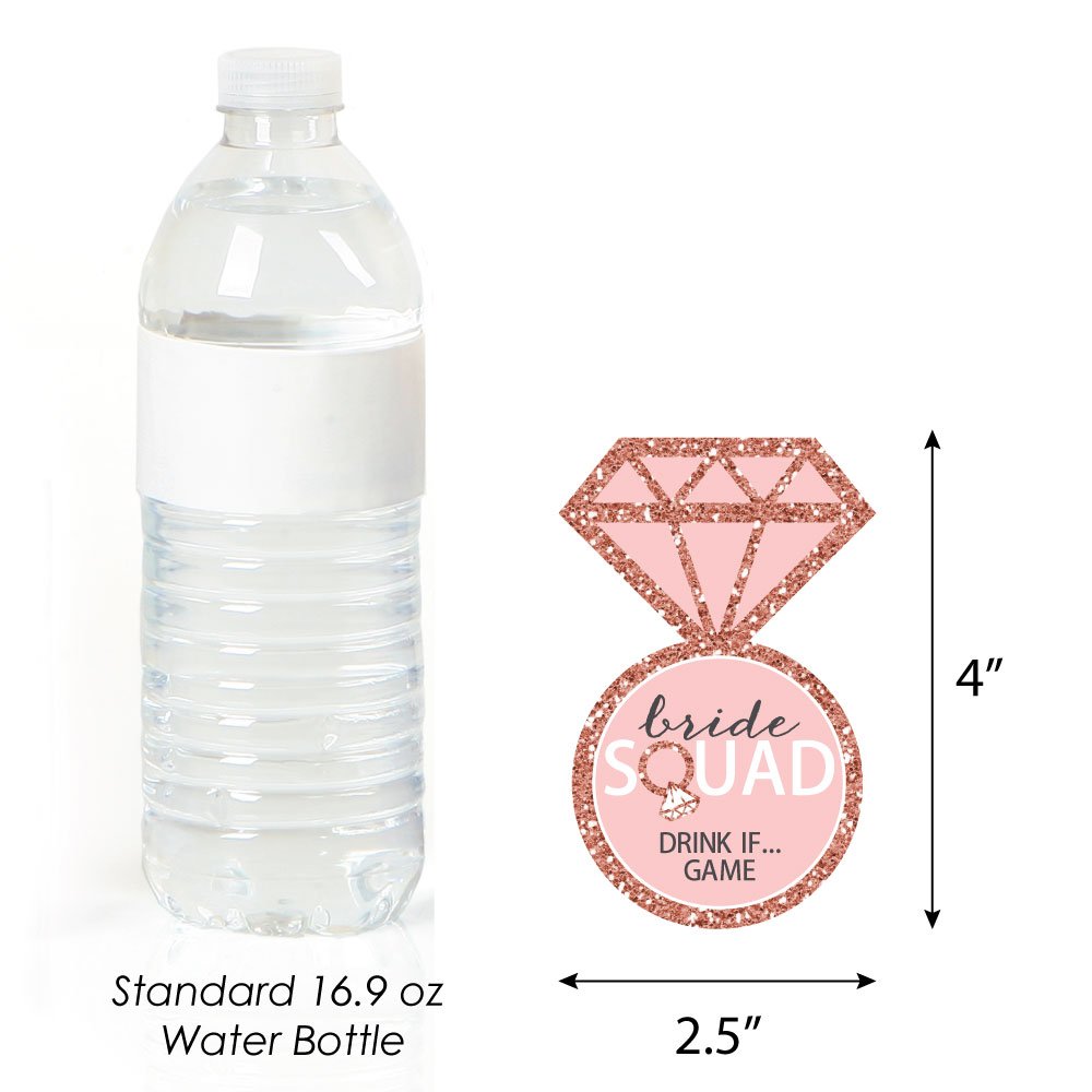 Big Dot of Happiness - Drink If Game - Bride Squad - Rose Gold Bridal Shower or Bachelorette Party Game - 24 Count