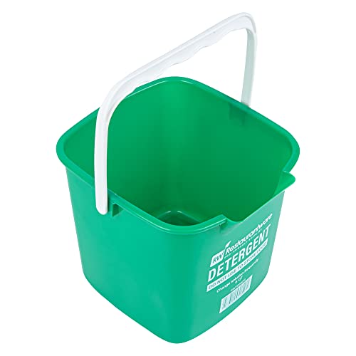 RW Clean 6 Quart Cleaning Buckets, 10 Detergent Square Buckets - With Measurements, Built-In Spout And Handle, Green Plastic Utility Buckets, For Home Or Commercial Use, - Restaurantware