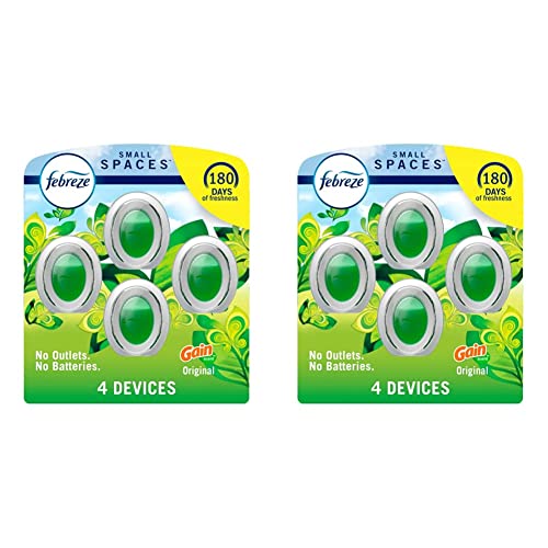 Febreze Small Spaces, Plug in Air Freshener Alternative for Home, Gain Original Scent, Odor Fighter for Strong Odor (4 Count) (Pack of 2) Multicolor