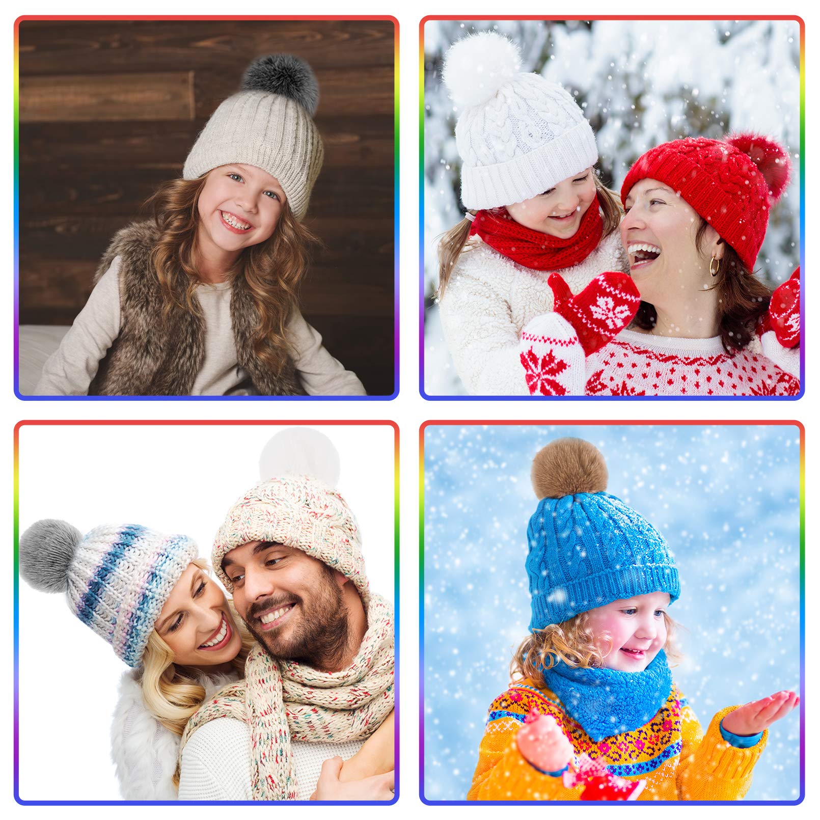 BQTQ 26 Pieces Faux Rabbit Fur Pom Pom Keychain Fluffy Balls Pom Pom with Elastic Loop for Hats Keychains Scarves Gloves Bags Accessories(13 Soft Colors, 2 Pcs Each Color)