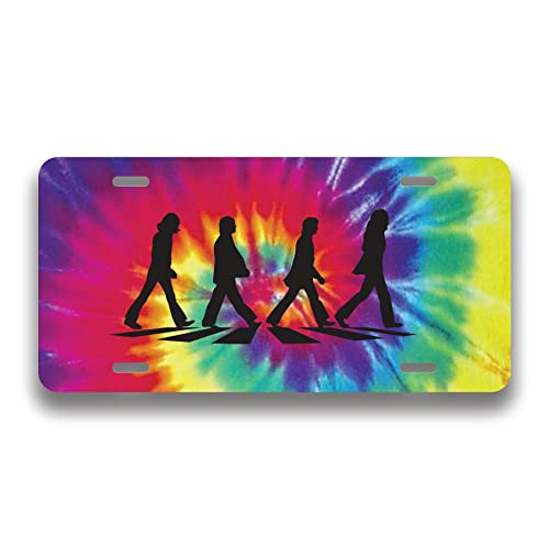 Beatles Abbey Road Crosswalk Space Band Vinyl Album Record Iconic Abbey Road Crosswalk Merchandise Memorabilia UV Full Color License Plate Aluminum UV012 (TieDye Walking)