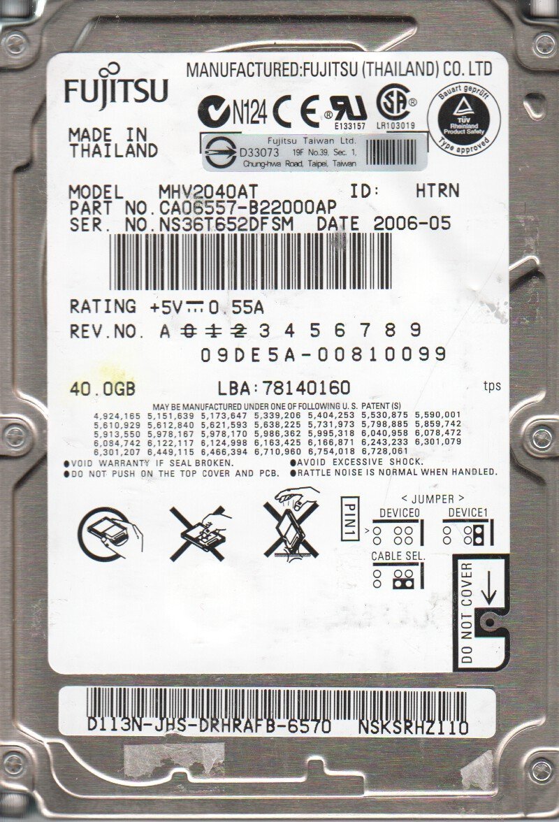 Fujitsu MHV2040AT 40GB UDMA/100 4200RPM 2MB 2.5-Inch Notebook Hard Drive