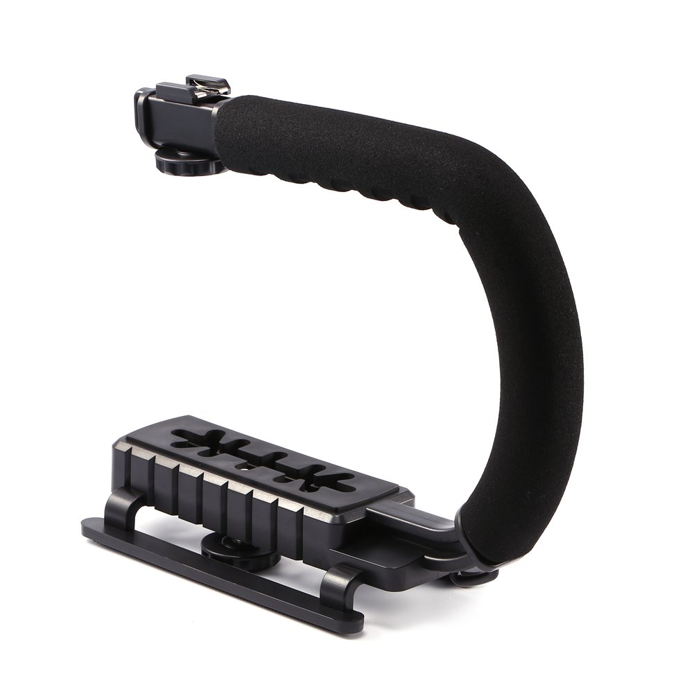 Action Stabilizer Grip, Camera Gimbal Stabilizer Portable C/U Shape Video Action Bracket Video Handheld Camera Stabilizer with Removable Hot Shoe Mount for Canon Nikon DSLR Camera