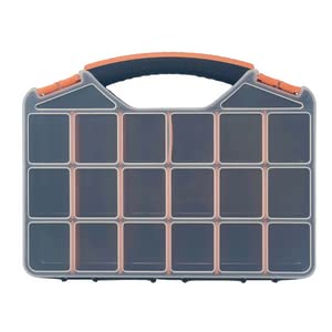 Massca Hardware Organizer box with dividers - 18 Compartments Small Parts Organizer with Accessible Hinged Lid - Durable Plastic Screw Organizer Store Nuts, Bolts, Screws, Nails, and Small Hardware